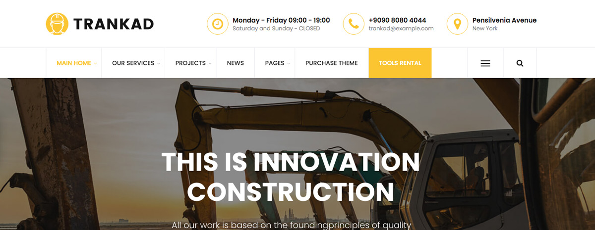 Trankad – Construction WordPress Theme – HeaderLove